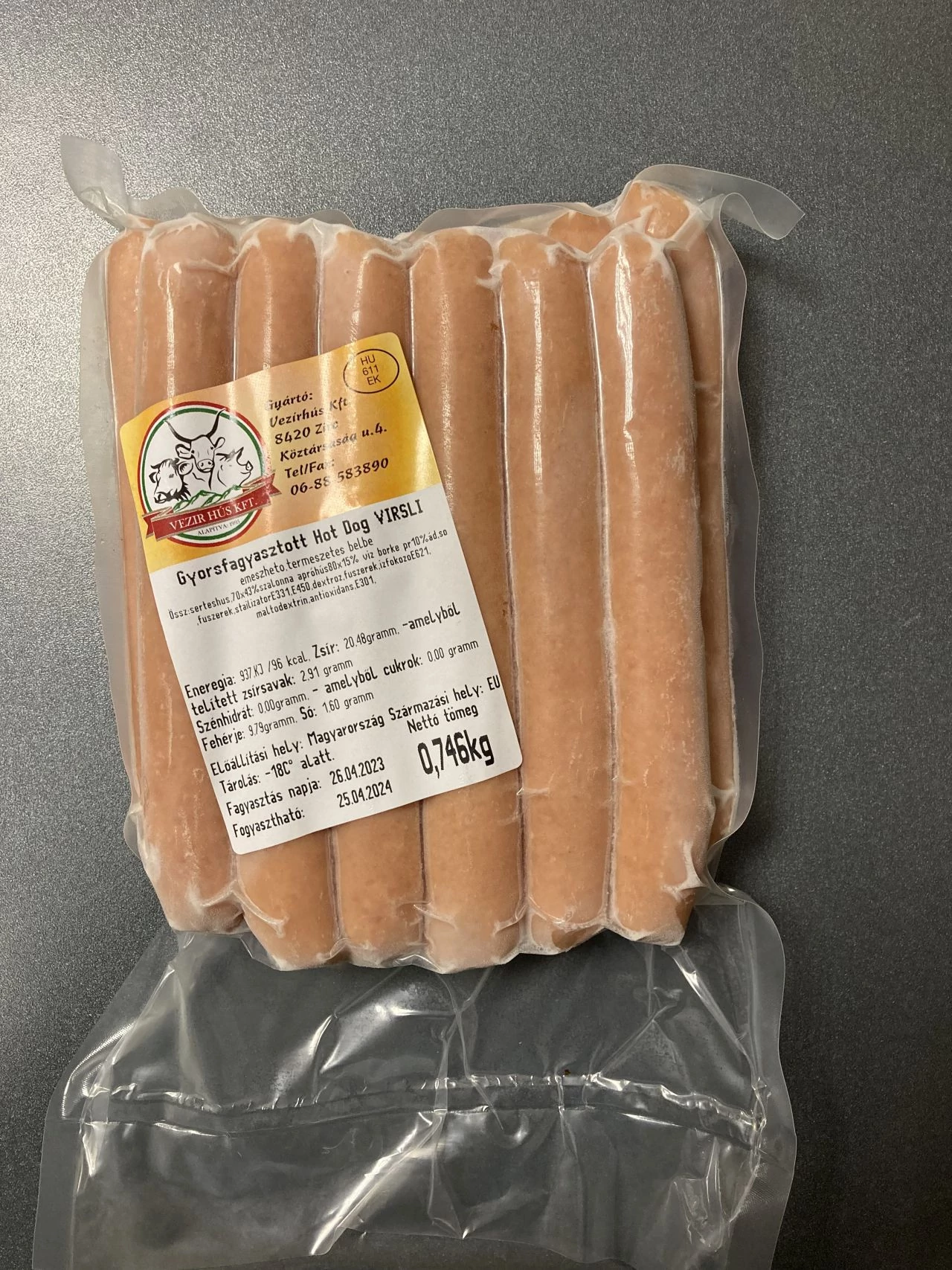 Fagyasztott hot-dog virsli (kb. 1 kg) - Virsli, kolbász